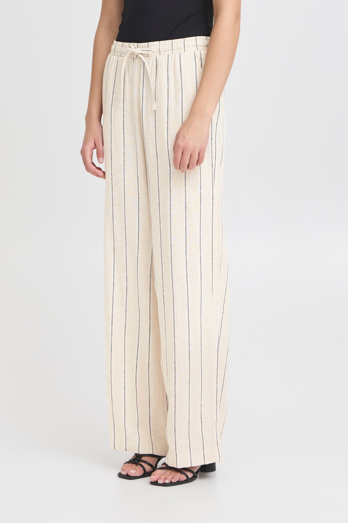 IHLINNO Casual broek in natural ecru stripekleur | ICHI