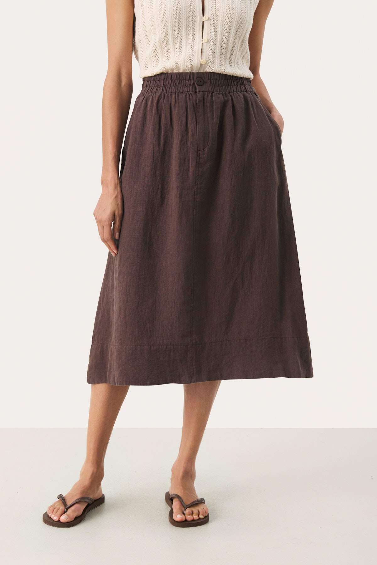 RehanaPW Linen Skirt in bracken colour | Companys