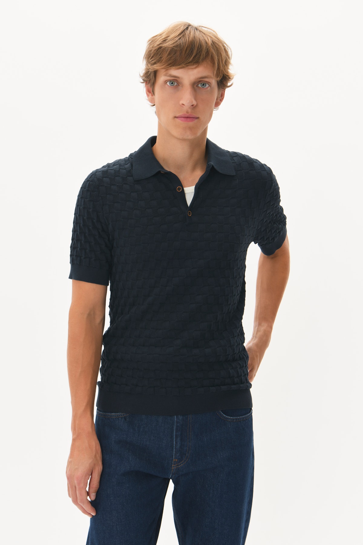 MApolo Heritage Pullover i dark navy bomull