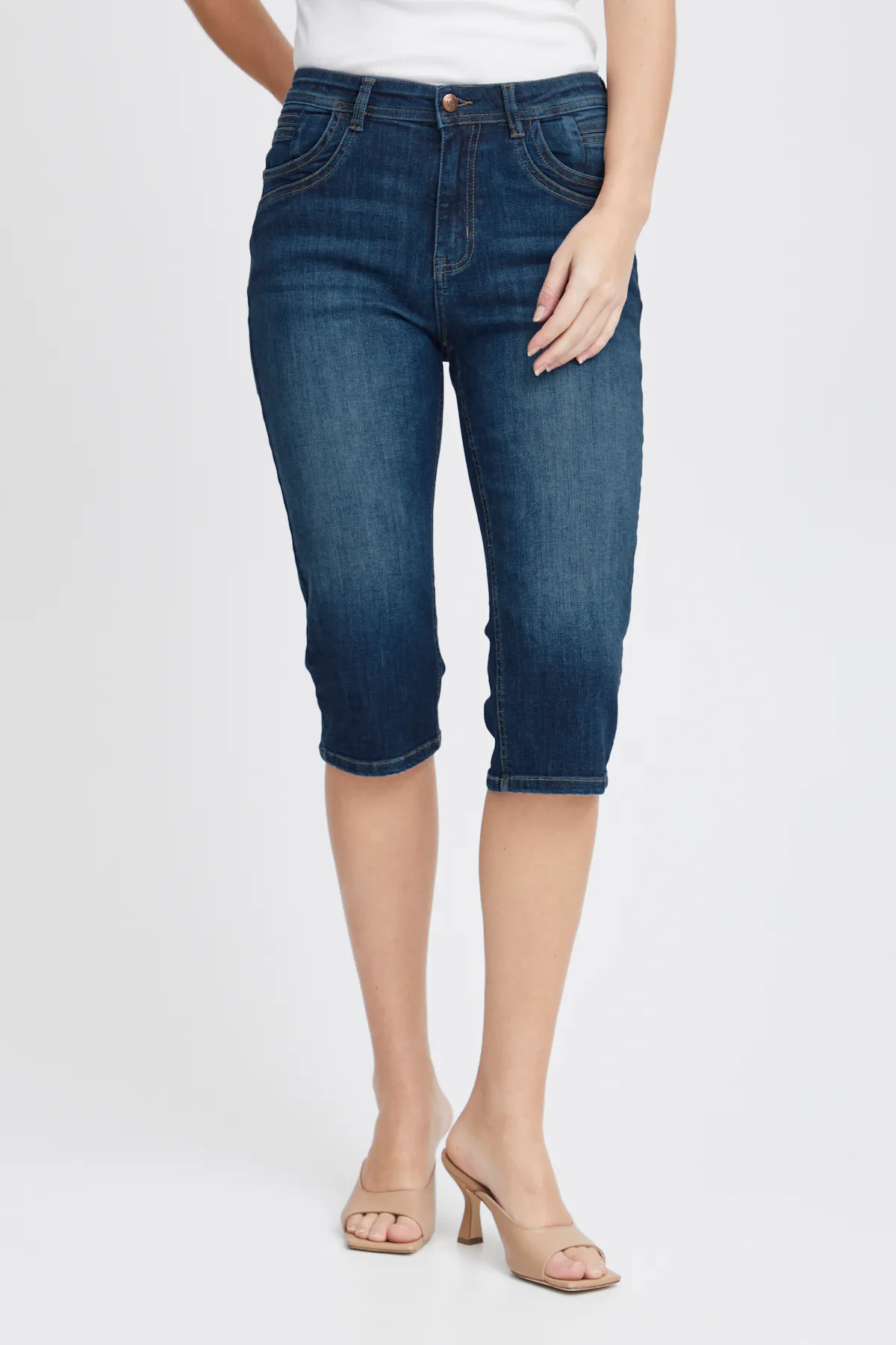 PZKATJA HW CAPRI in dark blue denim cotton | Pulz Jeans