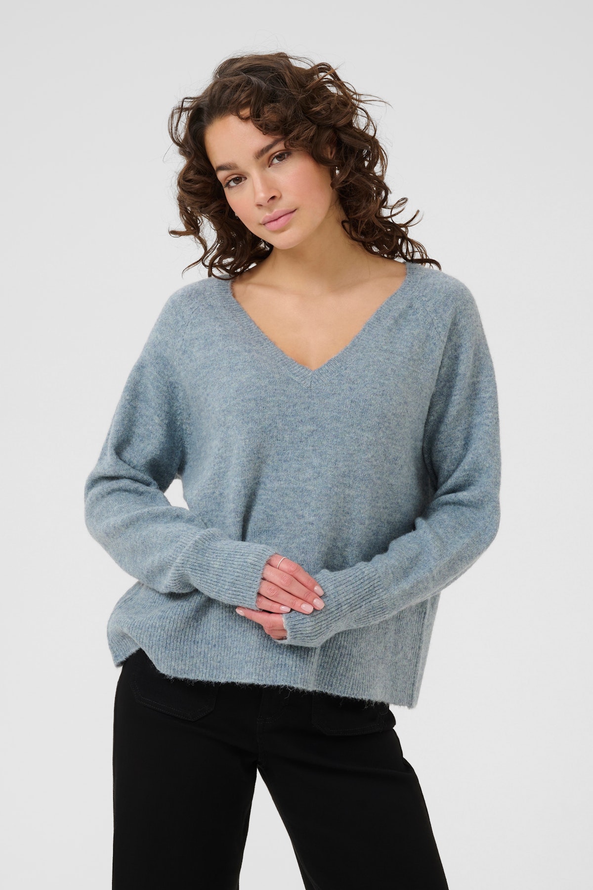 KAniel Pullover in windward blue melangekleur | BON'A PARTE