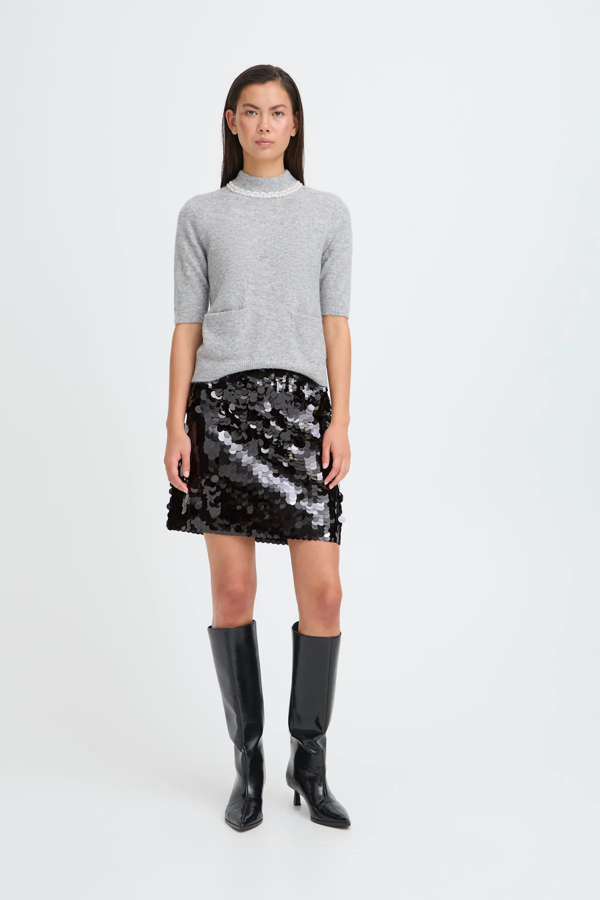 IHPELEOA Skirt in black polyester | ICHI