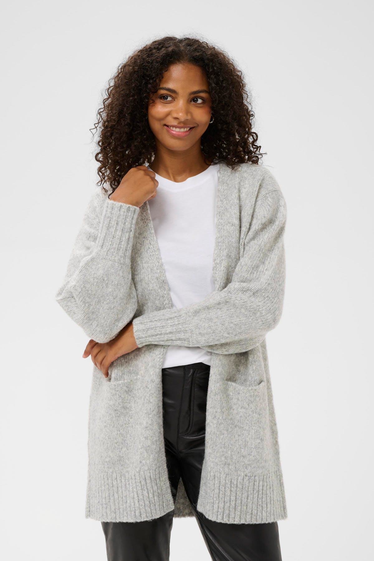 KAlianne Cardigan in grey melange colour | KAFFE Clothing