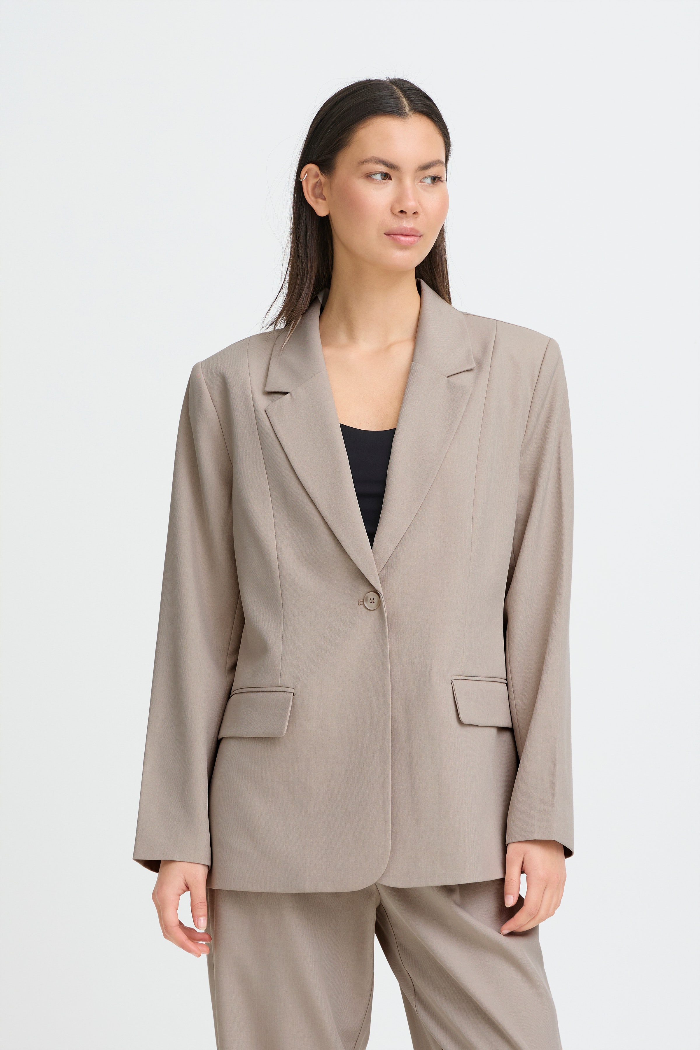 IHFAVA Blazer in dove melange polyester | ICHI