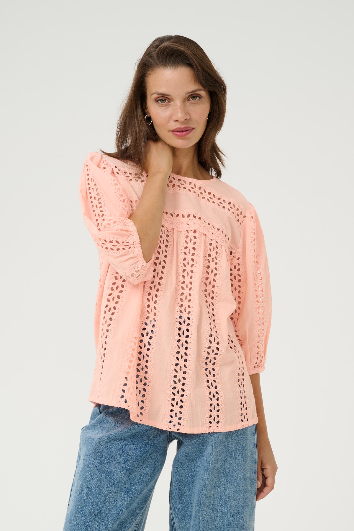 KArandy Blouse in peach nectar cotton | KAFFE Clothing