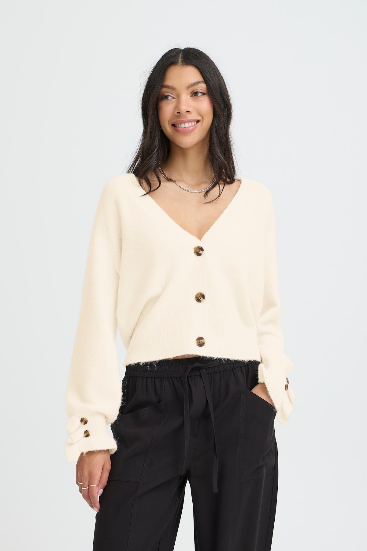 BYOMEA Vest in oatmeal melangekleur | BON'A PARTE