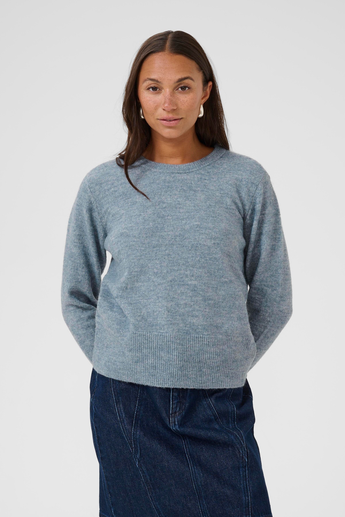 KAniel Pullover in windward blue melange colour | KAFFE Clothing