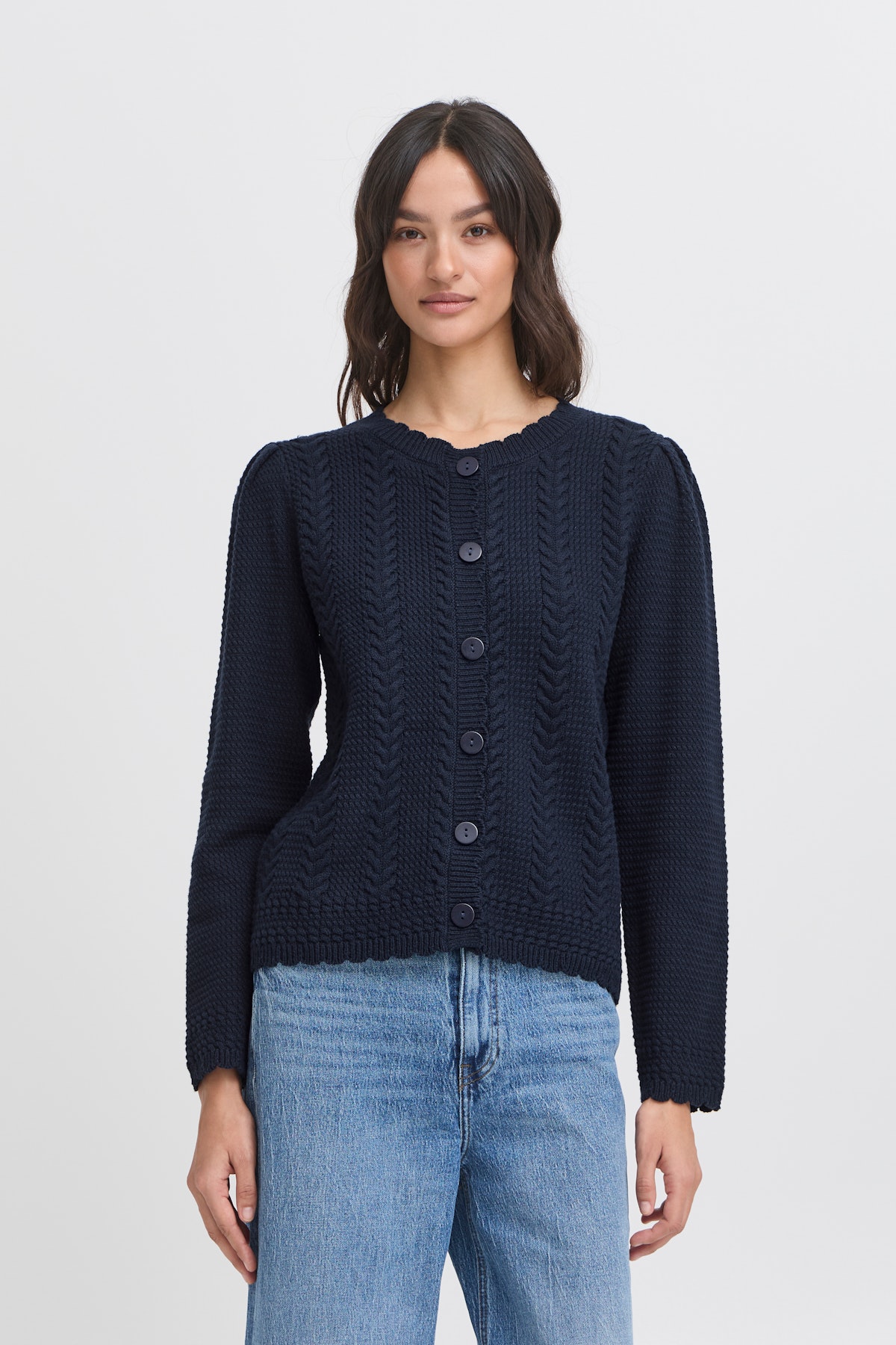 BYMAGIO Cardigan i copenhagen night bomull | b.young