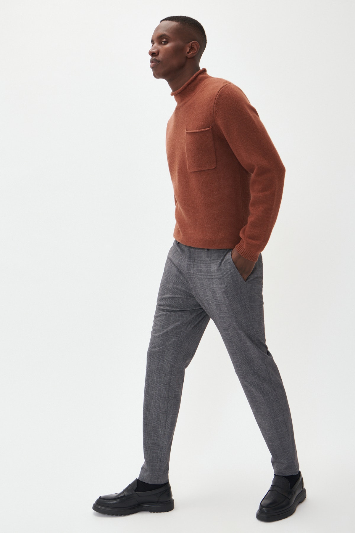 MAliam Bukser i medium grey melange farge