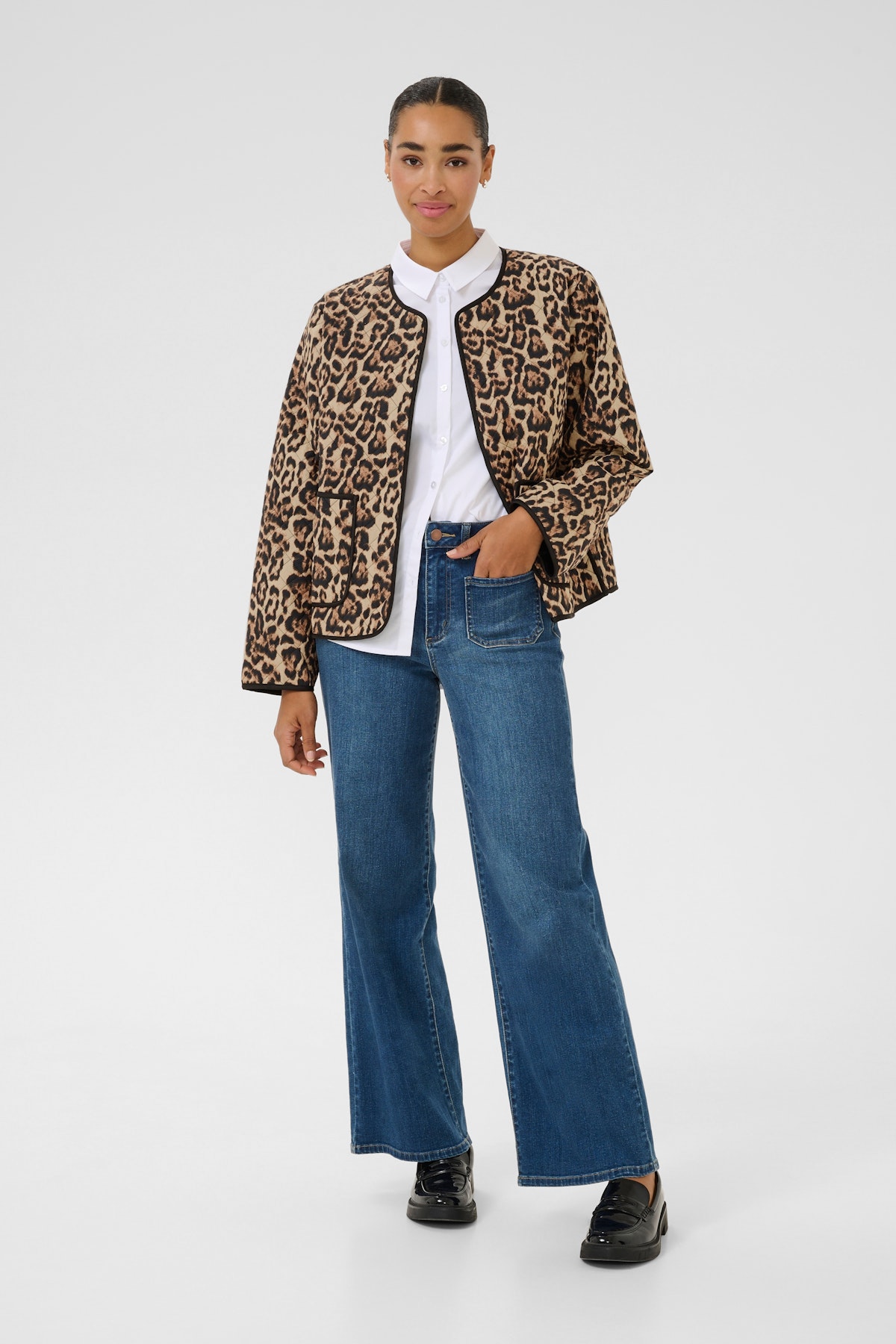 KAvalia Casual jacket in naturel leopard print cotton | KAFFE Clothing