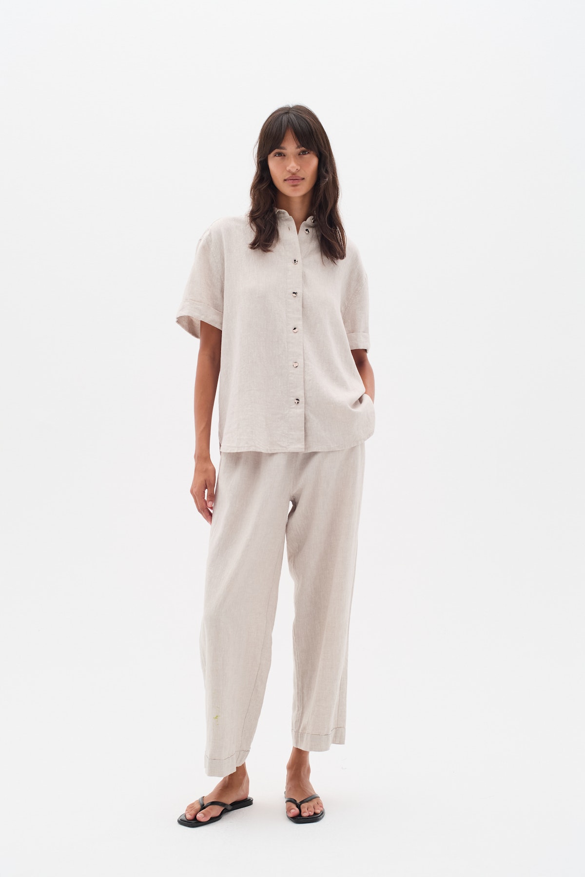 RimoneIW Lin Bukser i haze melange farge