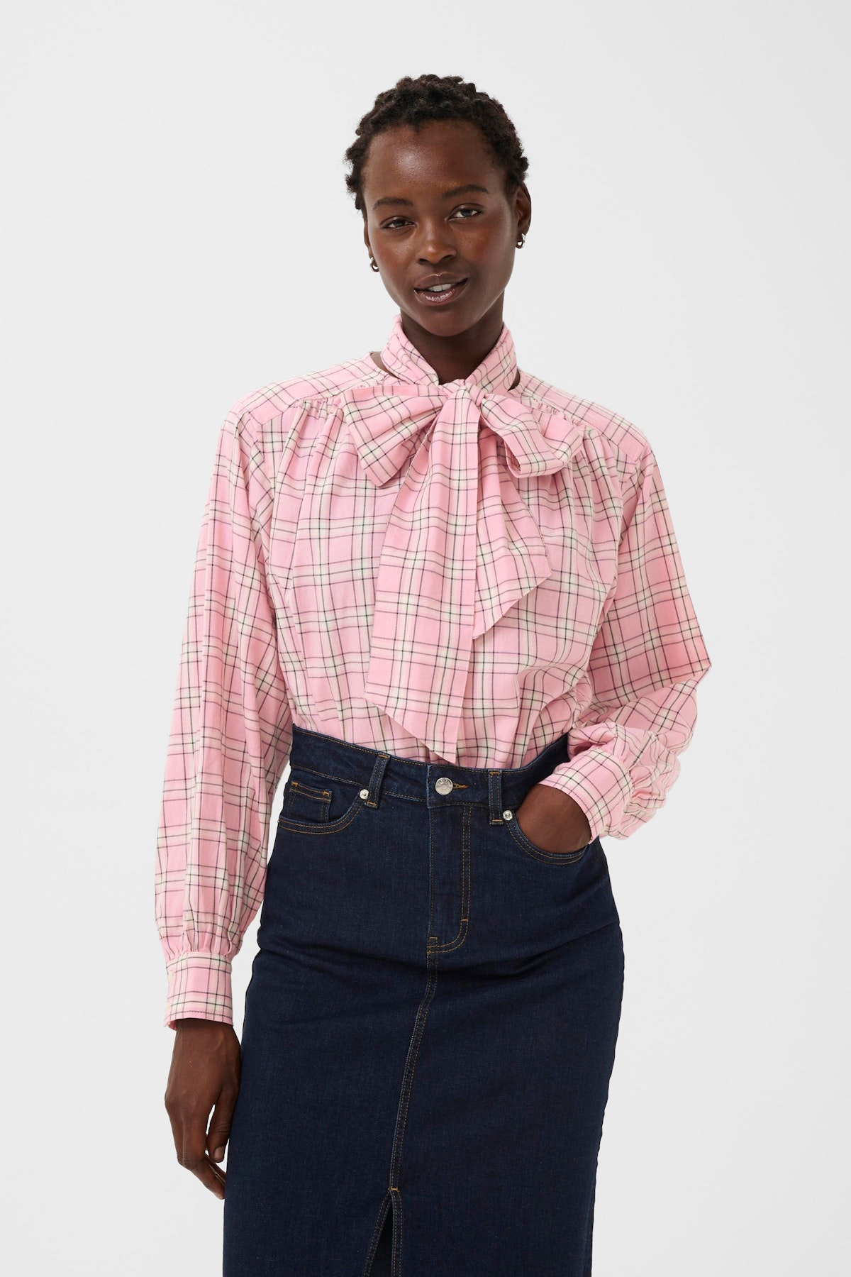 YaninasPW Blus i pink check bomull