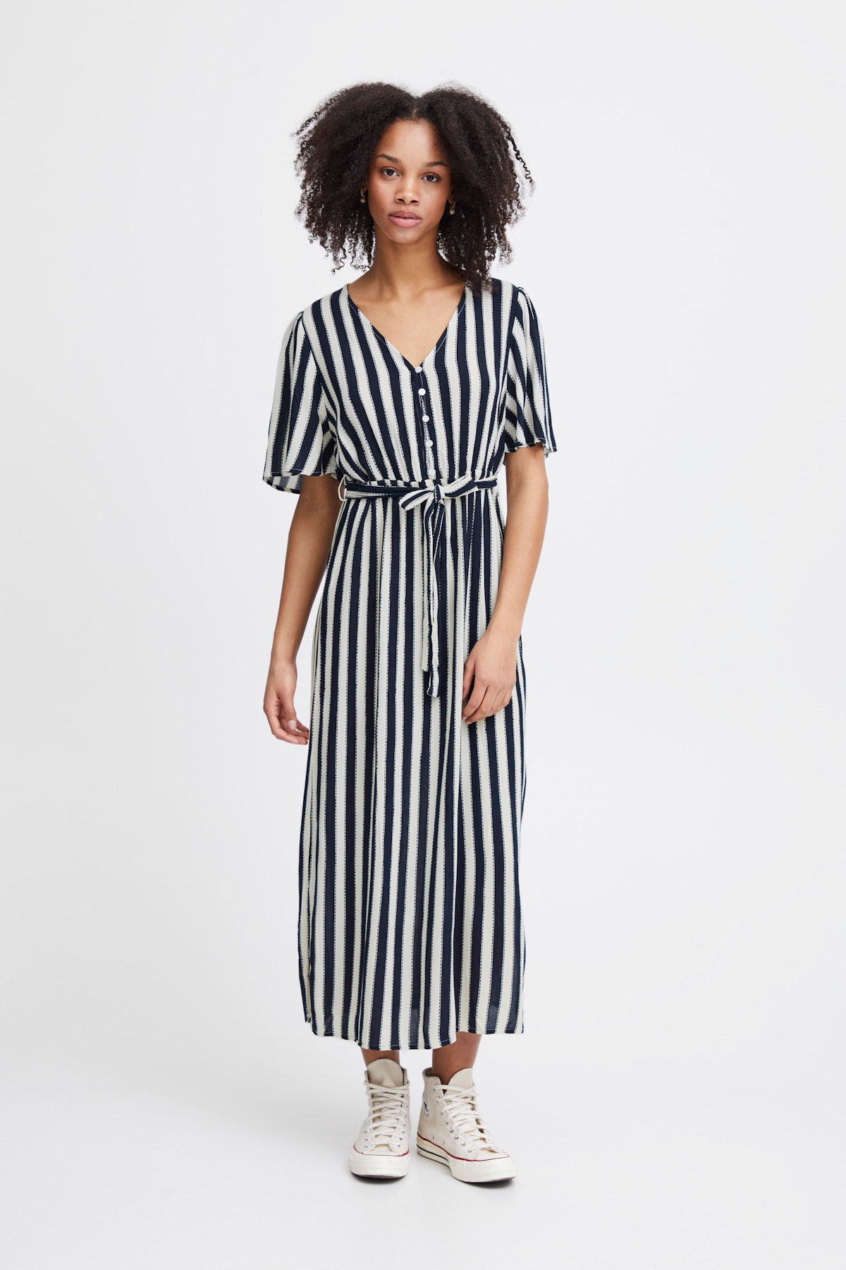 IHMARRAKECH Dress in total eclipse stripe aop viscose | ICHI
