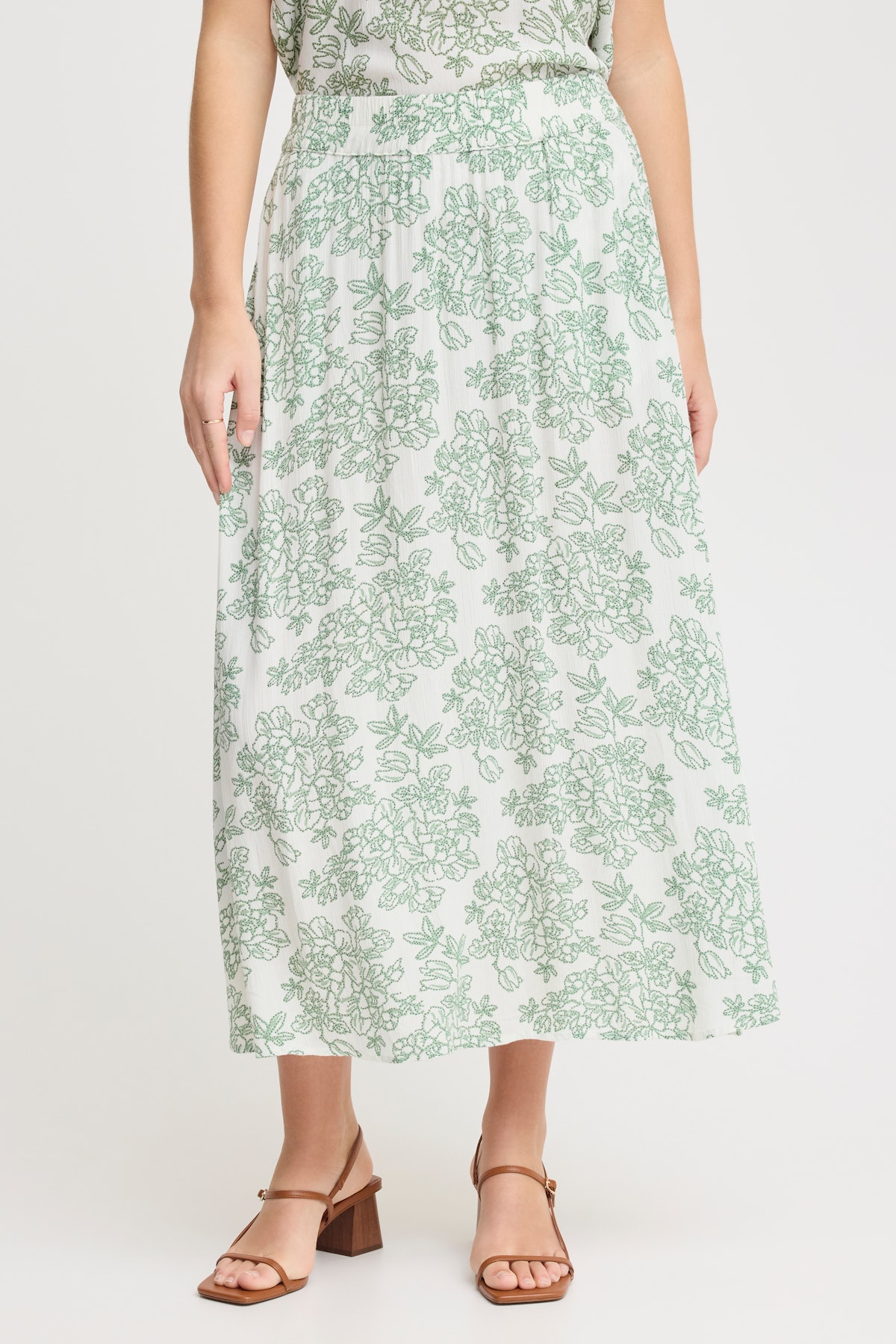 FREASE Nederdel i iceberg green art viskose | Fransa