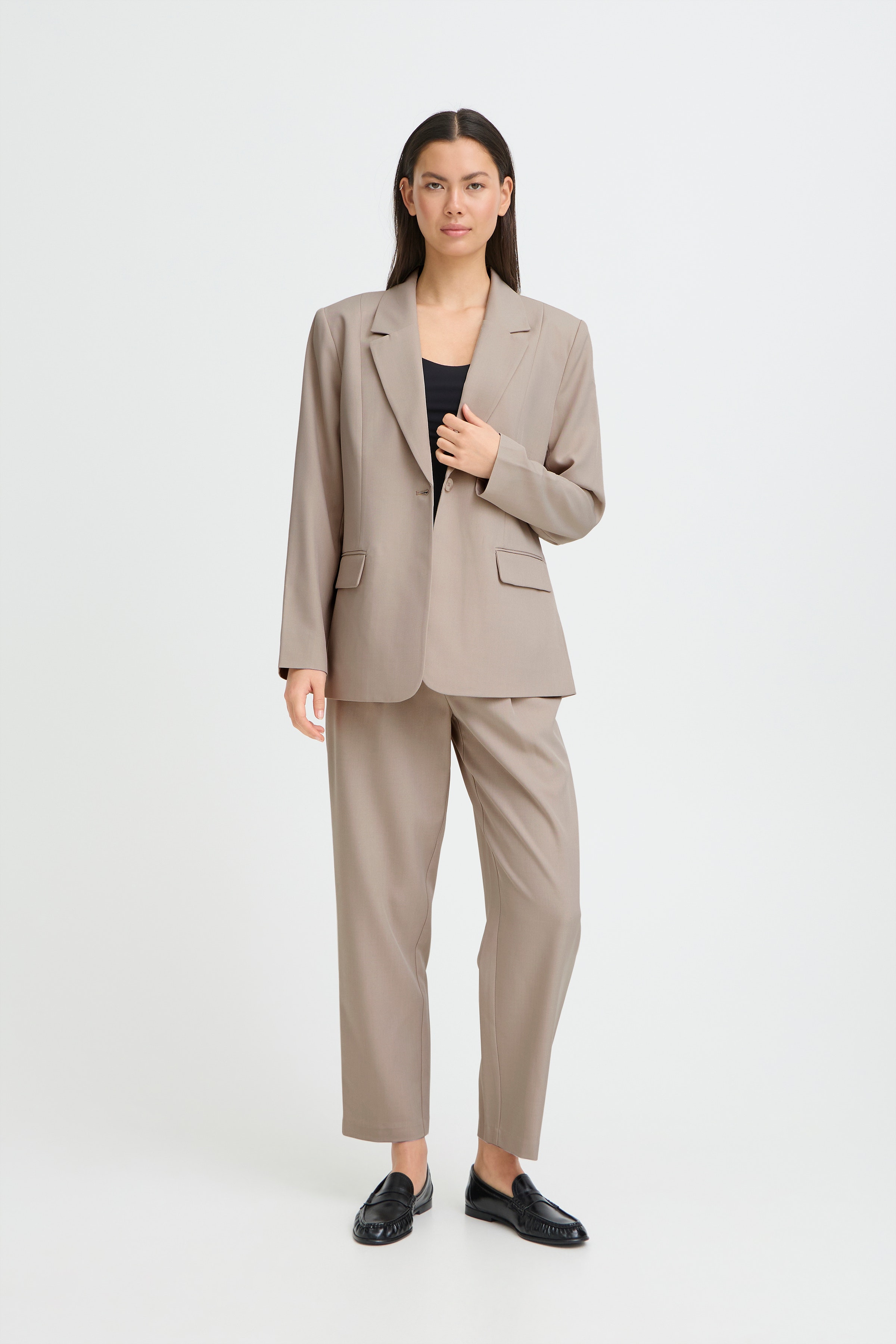 IHFAVA Blazer in dove melange polyester | ICHI