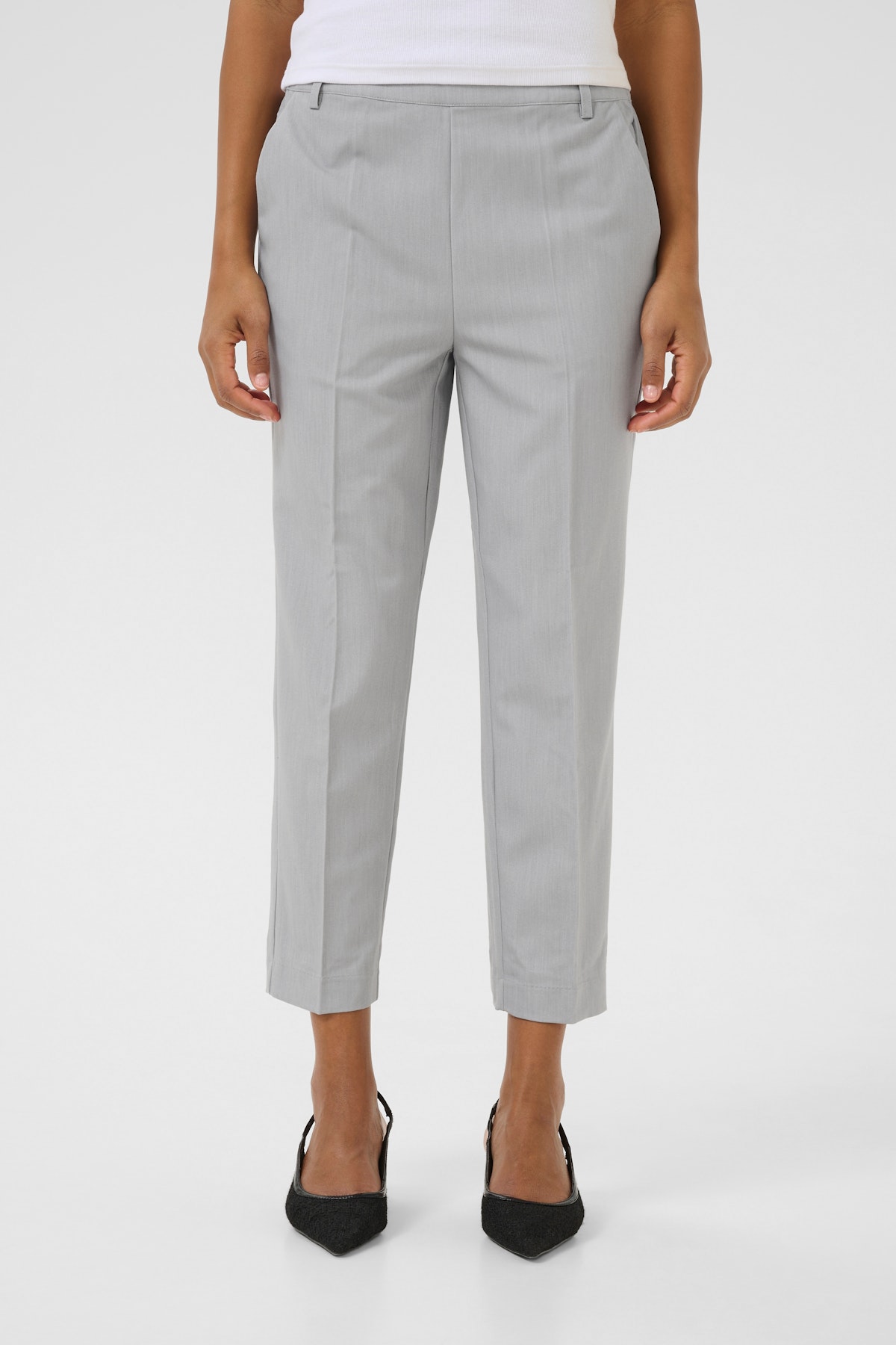 KAsakura Cropped Byxor i grey melange färg | KAFFE Clothing