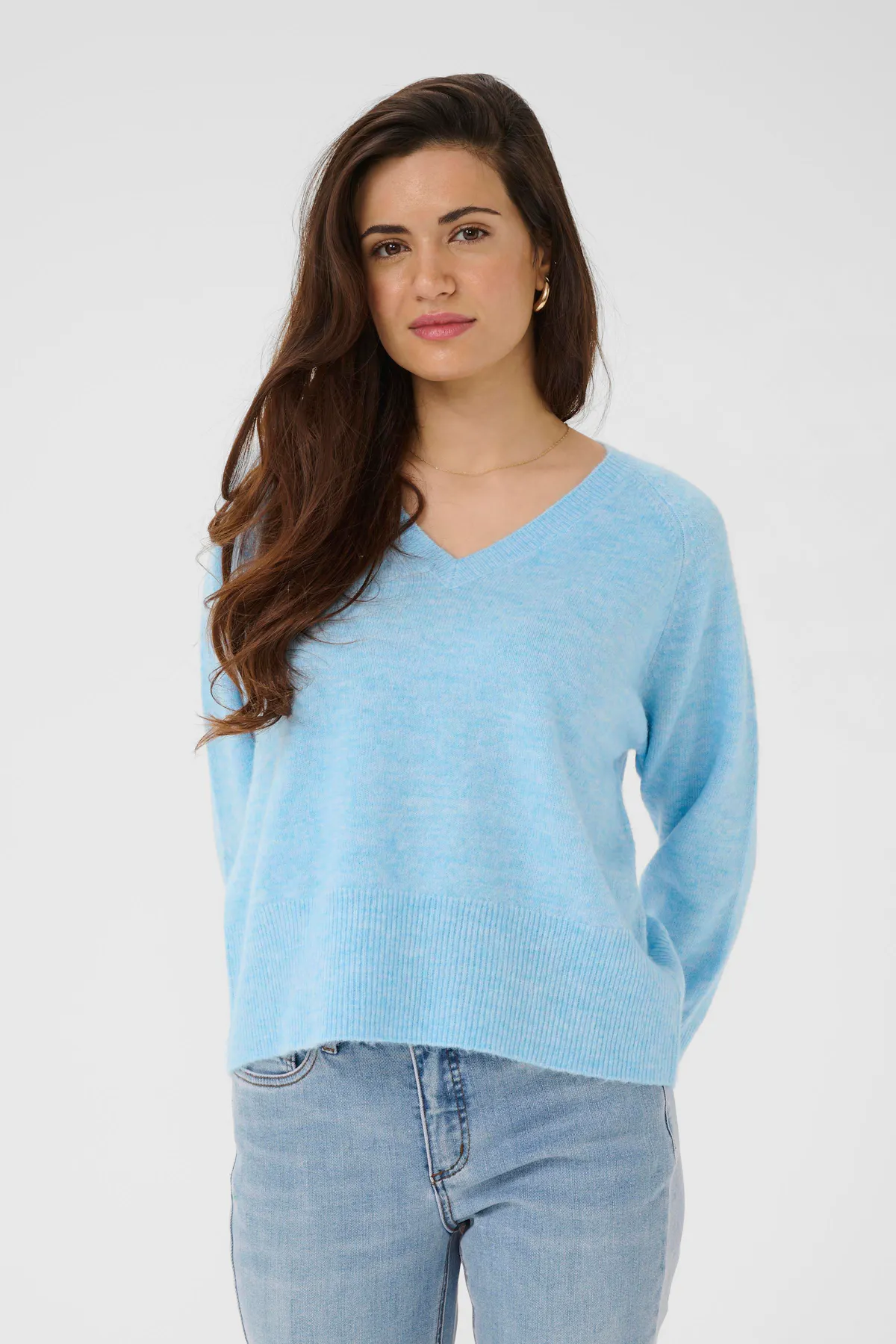 KAniel Pullover in powder blue melange colour | BON'A PARTE