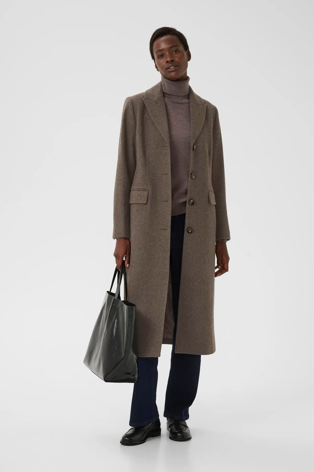 SirinaPW Coat in dark walnut melange colour