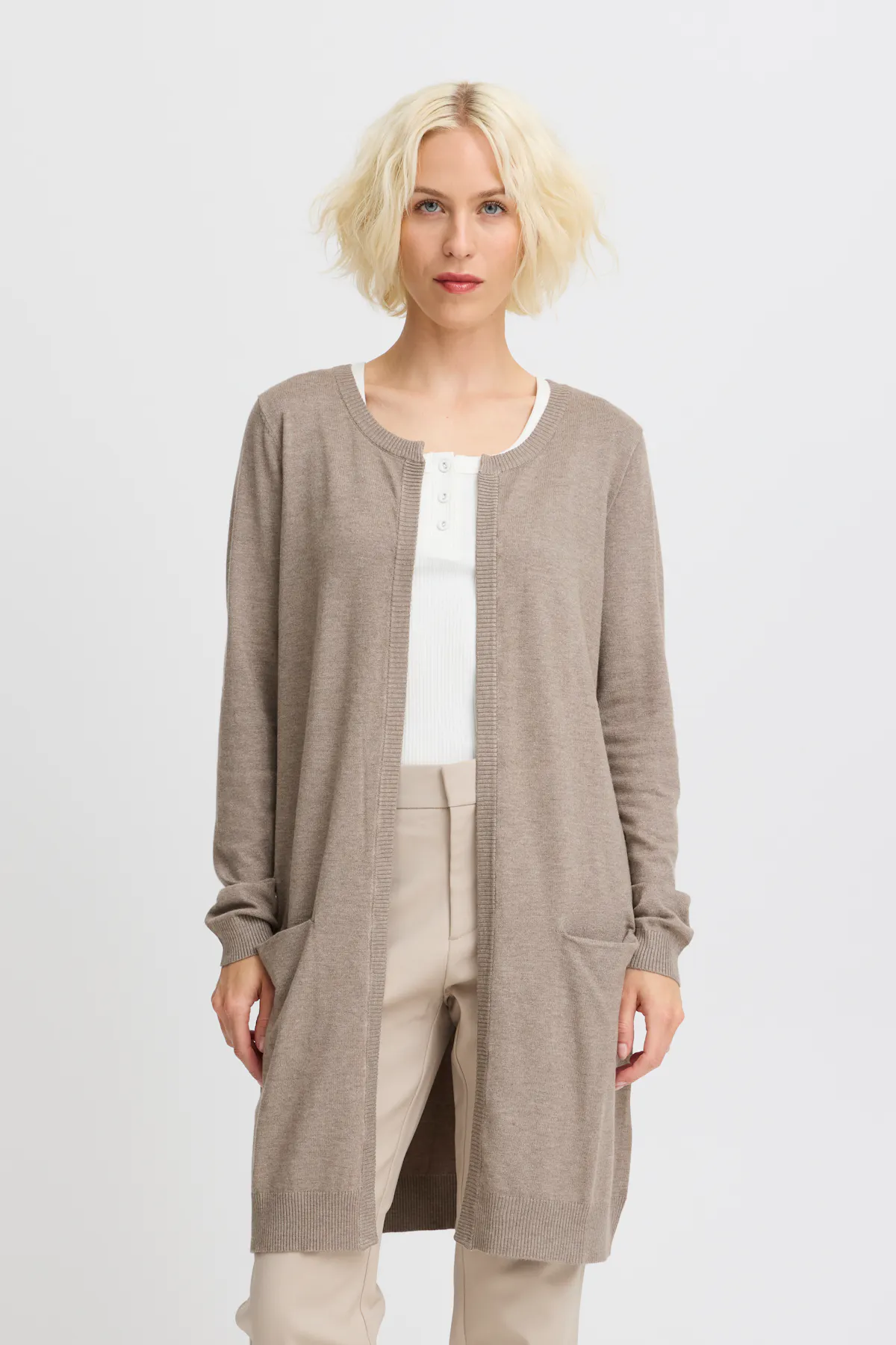 PZSARA Cardigan i walnut melange farve | Pulz Jeans